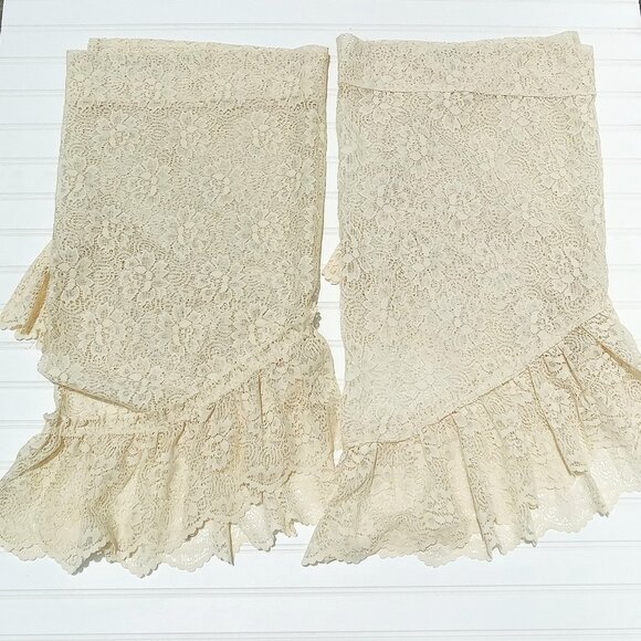 jcpenney | Accents | Jc Penney Lace Valance Pair Off White Floral Rod ...